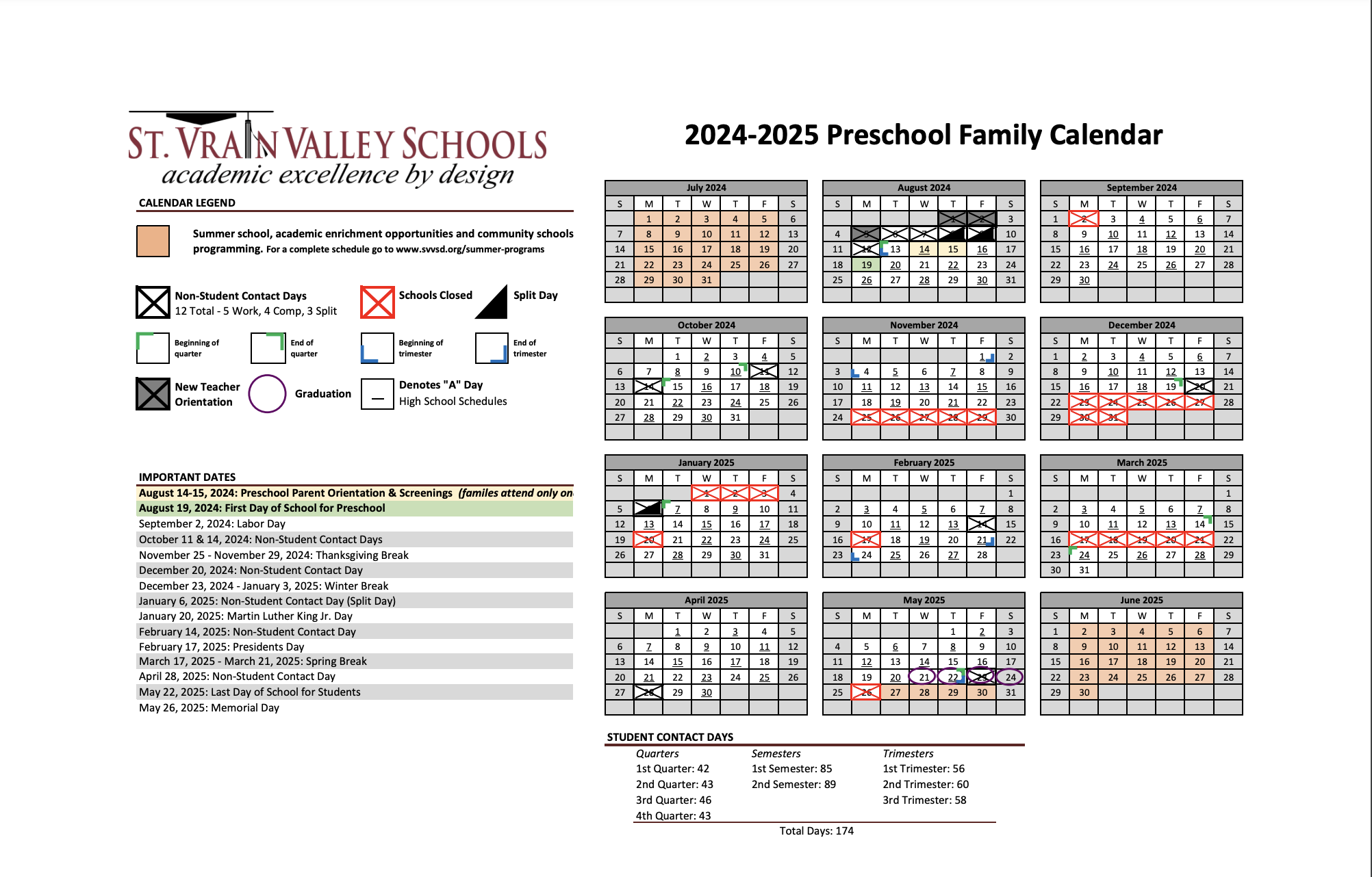 Preschool Calendar – Spark! Discovery Preschool